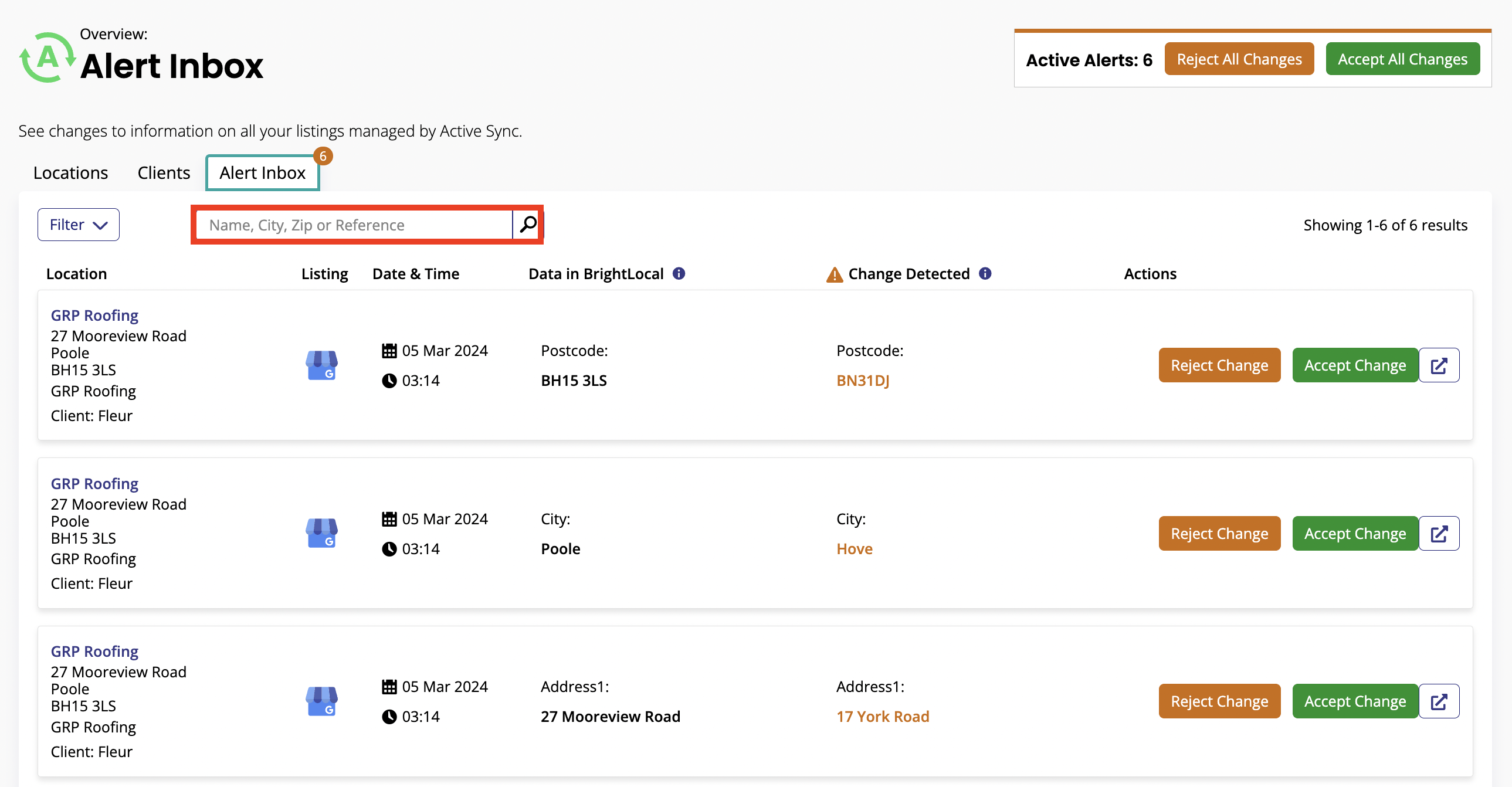 How do I manage Active Sync alerts for a multi-location business ...